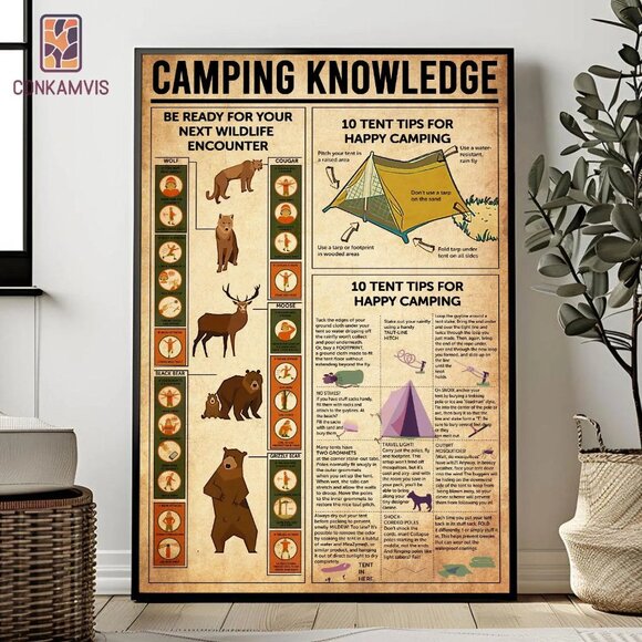 Art | Camping Knowledge Poster Outdoor Adventure Wall Art Gift | Poshmark